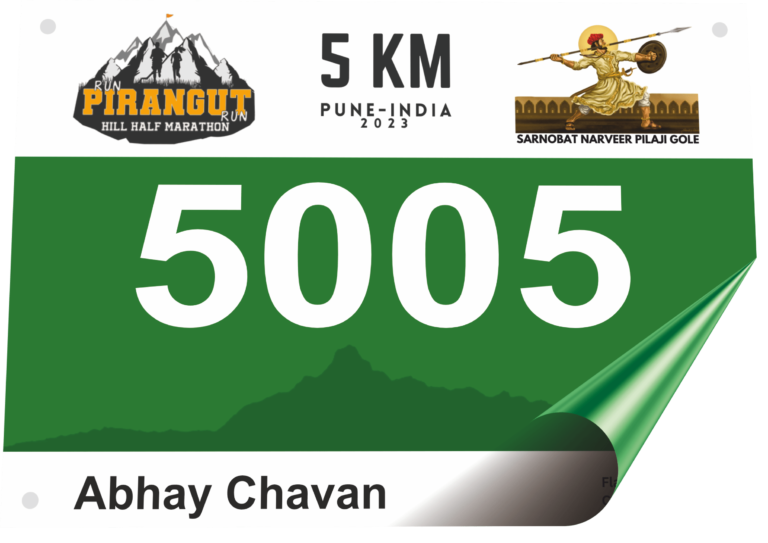 Marathon bibs with numbers, sponsors’ logos, & runner data